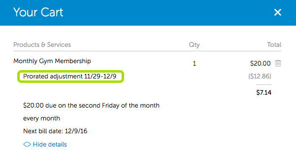 Using Proration with Online Store and Point of Sale