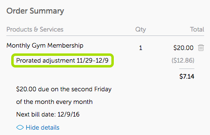 Using Proration with Online Store and Point of Sale