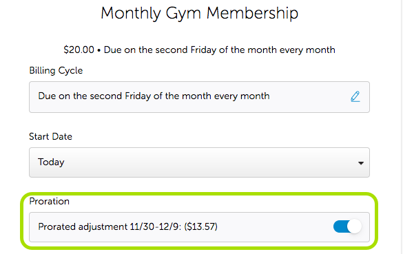 Using Proration with Online Store and Point of Sale