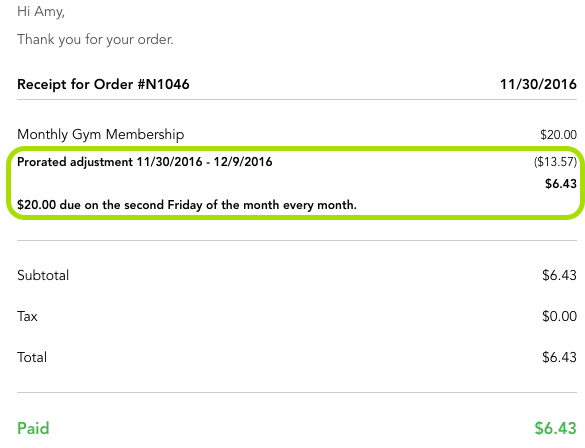 Using Proration with Online Store and Point of Sale